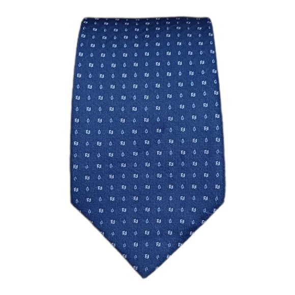 Fendi | Accessories | Fendi Current Blue Monogrammed Logo Ff Silk Tie ...